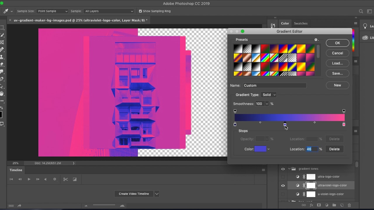 how to use the ultraviolet uv-gradient-maker.psd file - YouTube