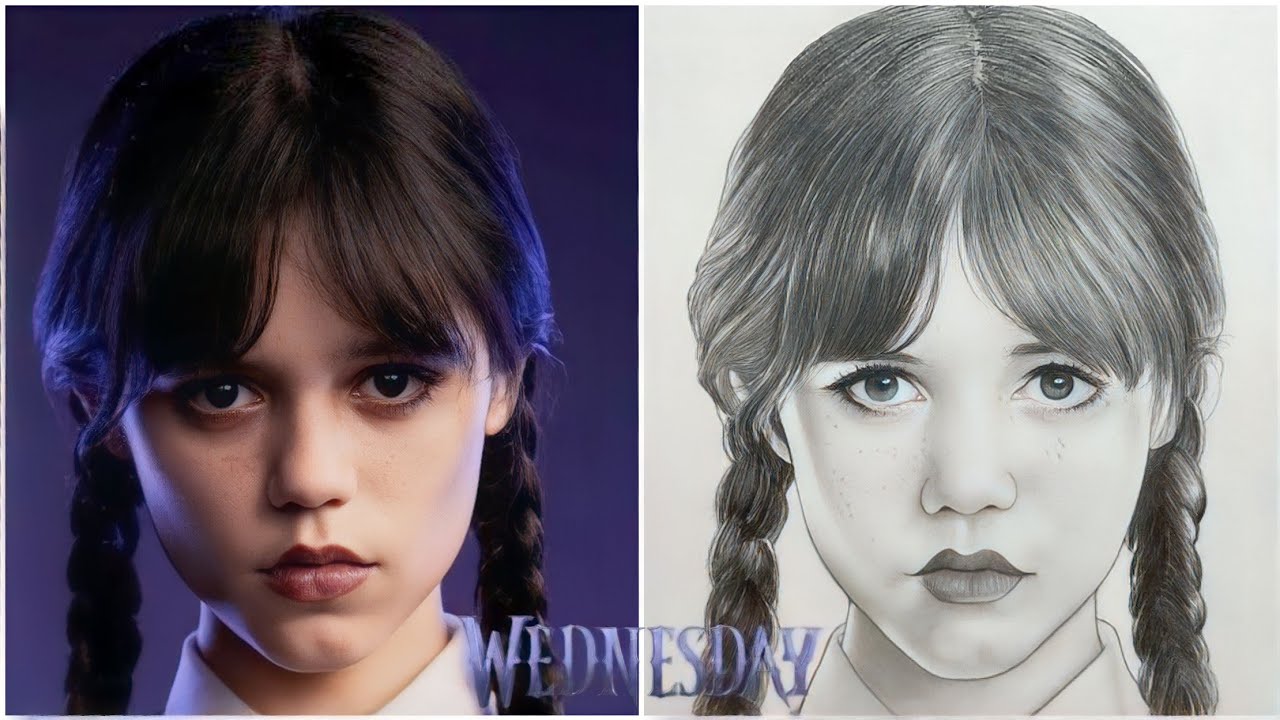 How to draw Wednesday Addams | Step by step | Drawing for beginners ...