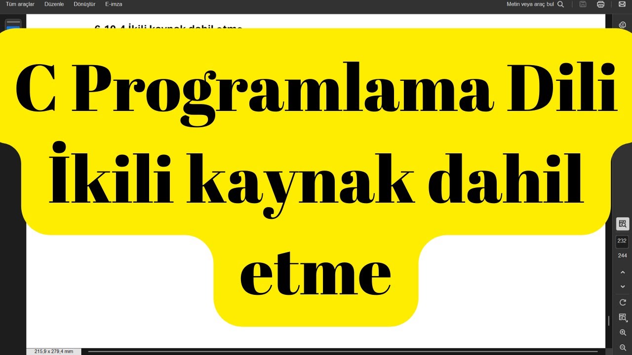 C Programlama Dili İkili kaynak dahil etme - YouTube