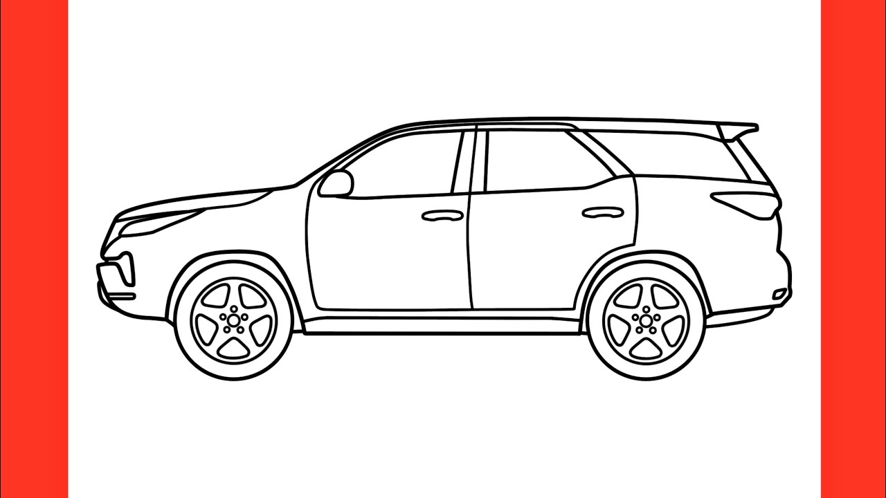 How to draw a Toyota Fortuner easy step by step - YouTube