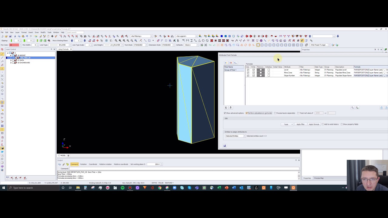 Deswik.CAD -- Modify Attributes Using Formula - YouTube