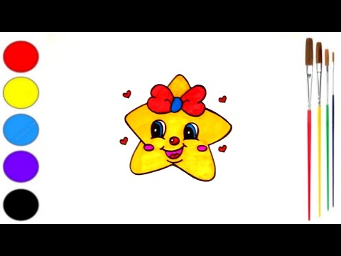 How To Draw A Cute Star Drawing Easy | Star Drawing & Colouring Step By ...