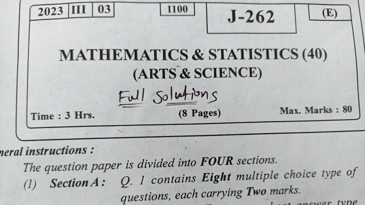 HSC Maths 2023 Board Paper Solutions Class 12th Maharashtra Board YouTube