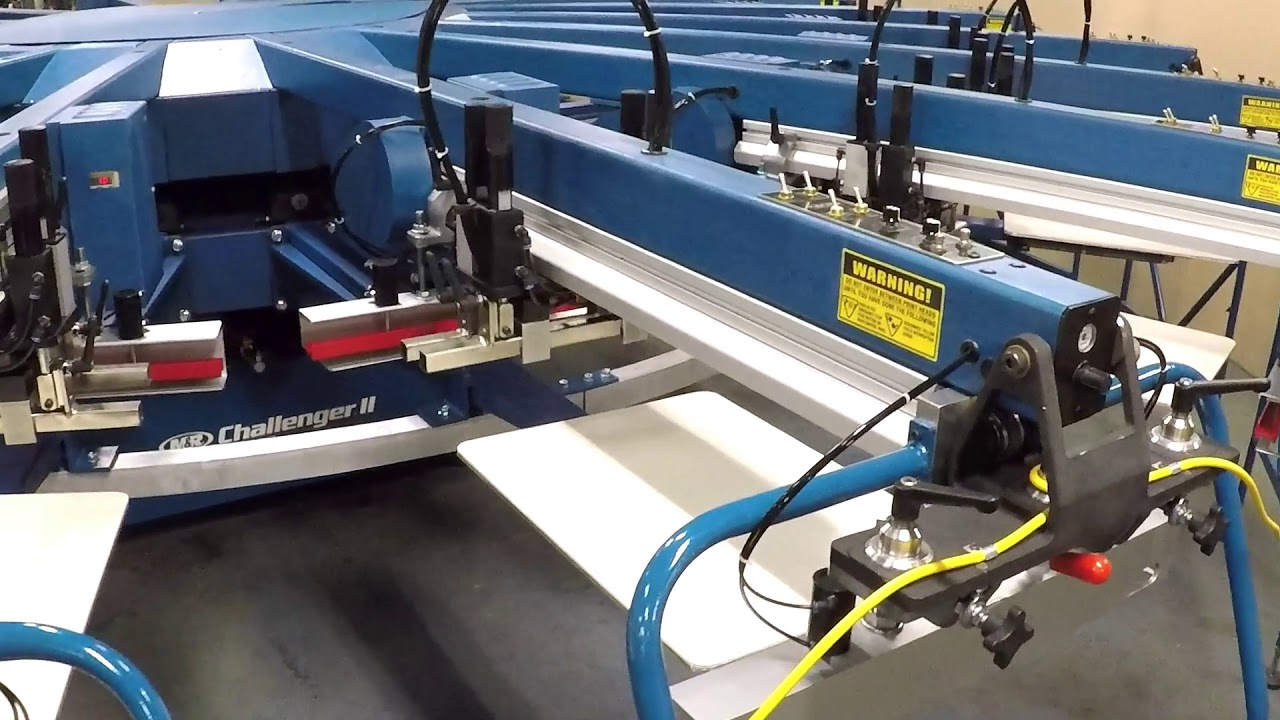 M&R Challenger II 16 color 18 station automatic printer - YouTube