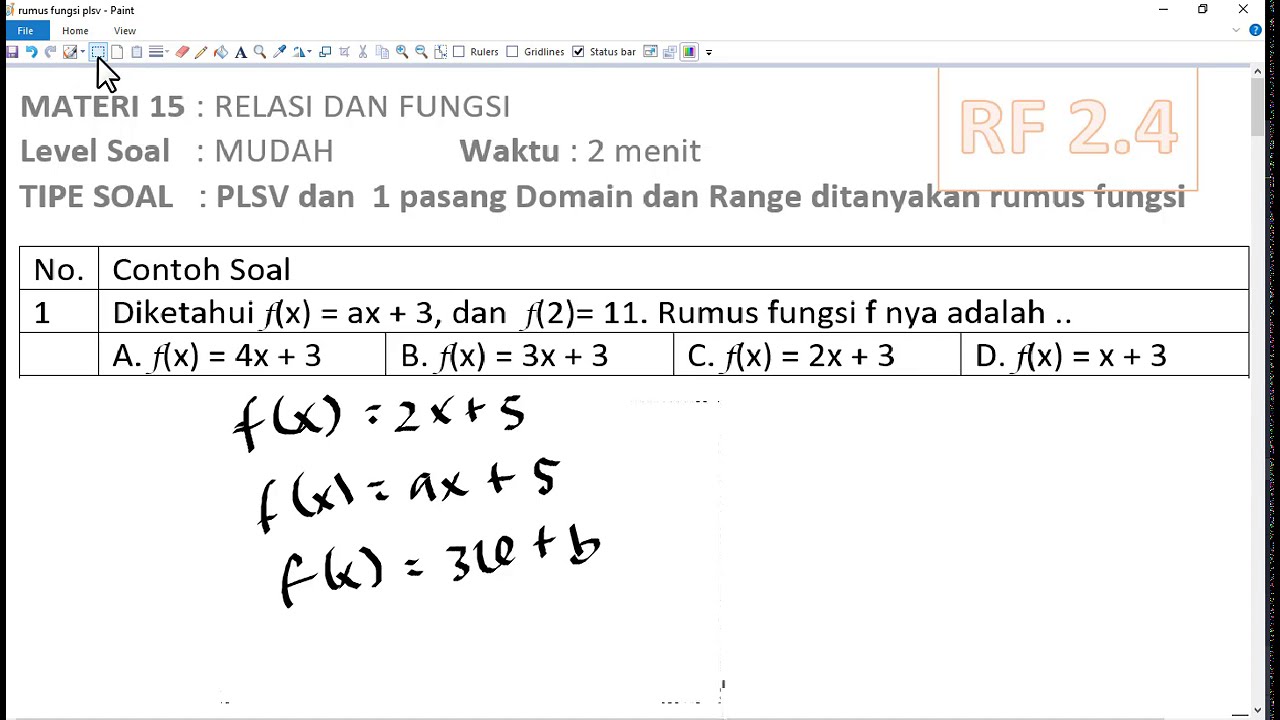 RF 2 4 PLSV 1 Pasang domain dan range ditanyakan rumus fungsi - YouTube