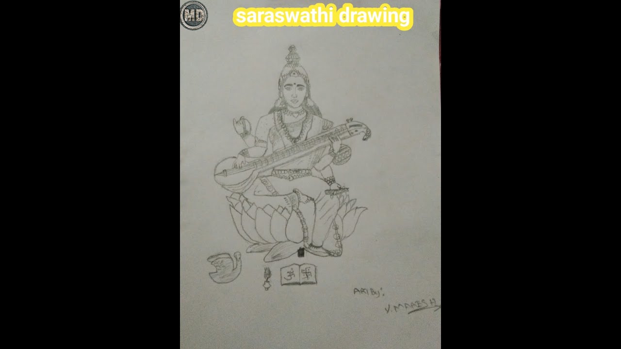 Saraswathi drawing pencil drawing very very easily.... - YouTube