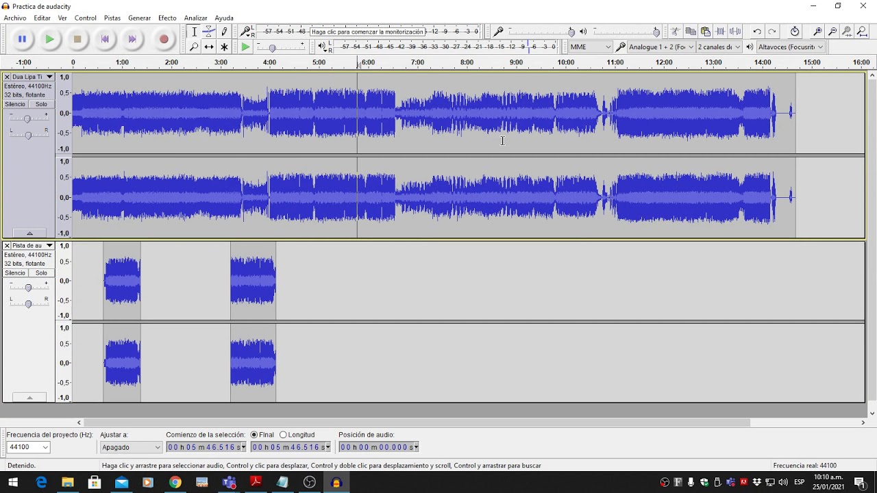 audacity herramientas fadeinout - YouTube