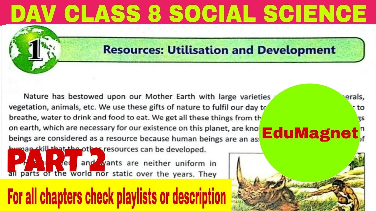 DAV CLASS 8 SOCIAL SCIENCE CHAPTER 1 RESOURCES UTILISATION AND ...