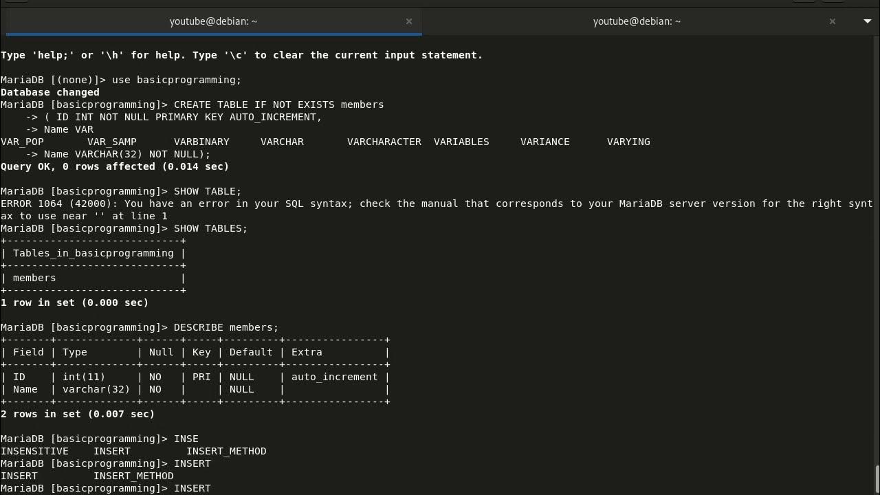 basic mariadb for beginner ep.01 : create table and insert data - YouTube