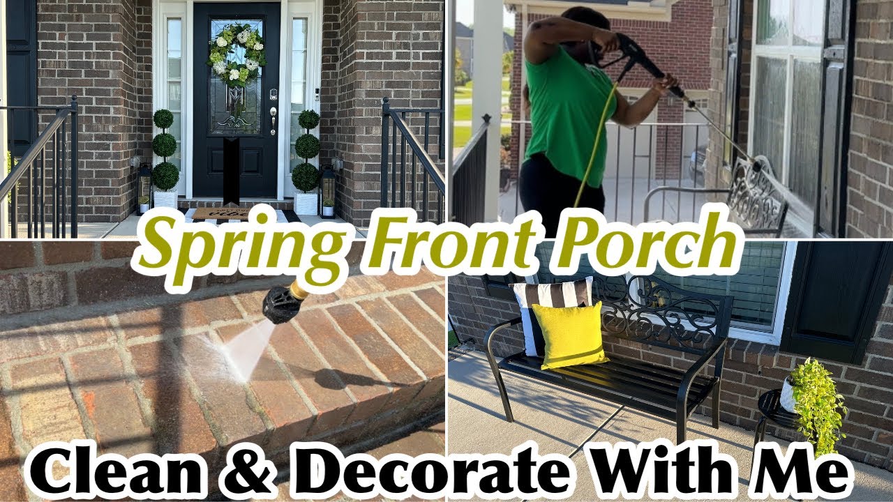 SPRING FRONT PORCH CLEAN & DECORATE WITH ME|SPRING PORCH DECORATING ...