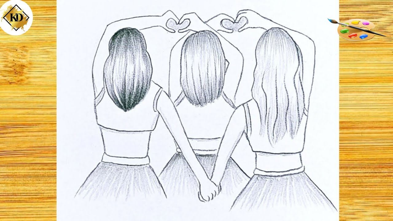 How to draw best Friends drawing | Easy drawing #drawing #friends # ...