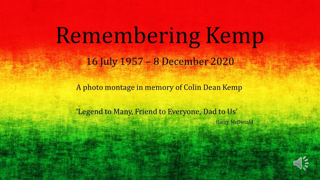 In Memory of Colin Dean Kemp 16 July 1957- 8 December 2020 - YouTube