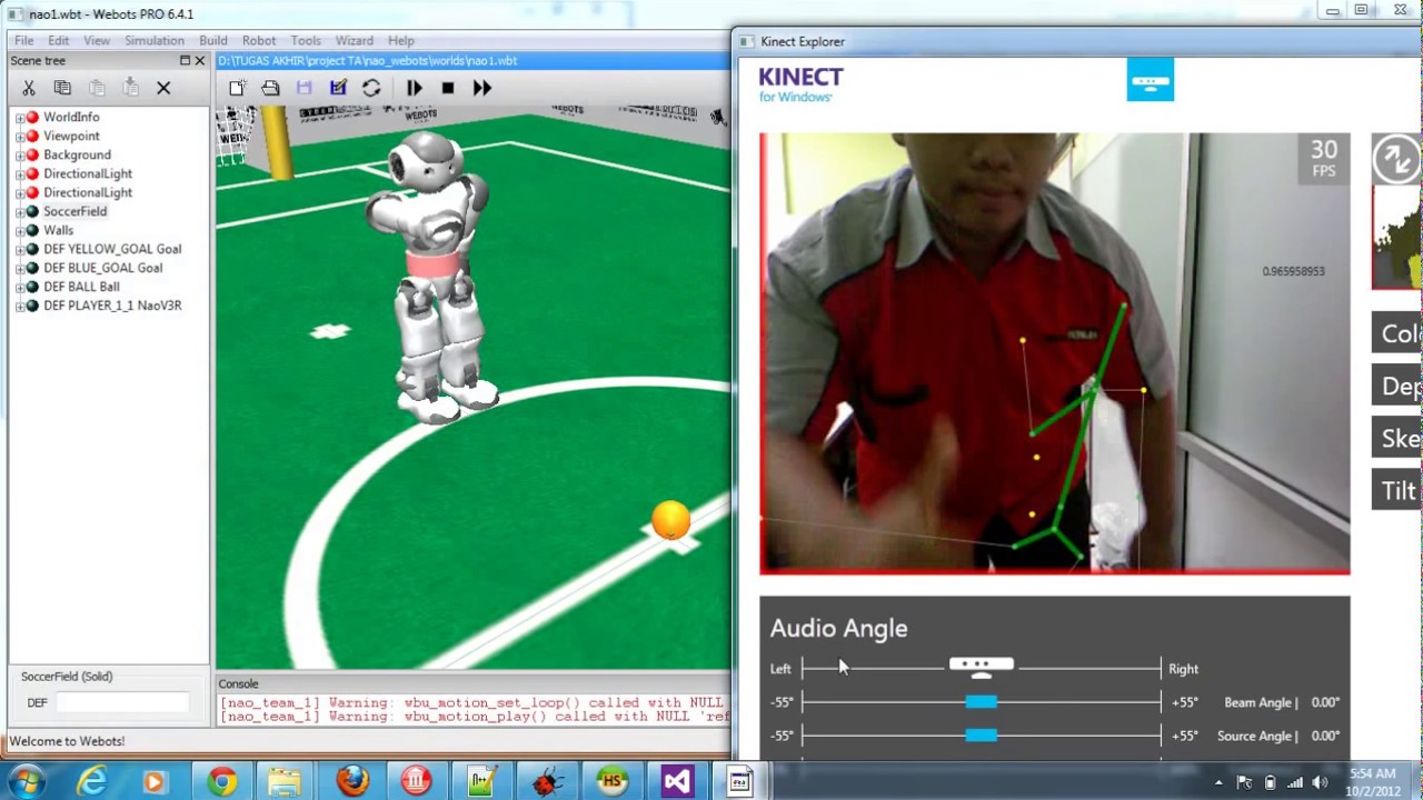 Control Nao Aldebaran Humanoid Robot Via Webots Using Kinect Censor By Tegar Palyus Fiqar Youtube