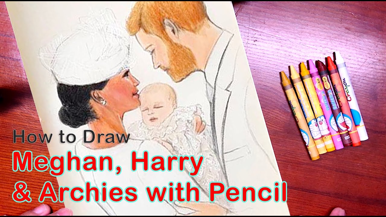 How to Draw Meghan Markle, Price Harry and Archies with Pencil - Lovely ...