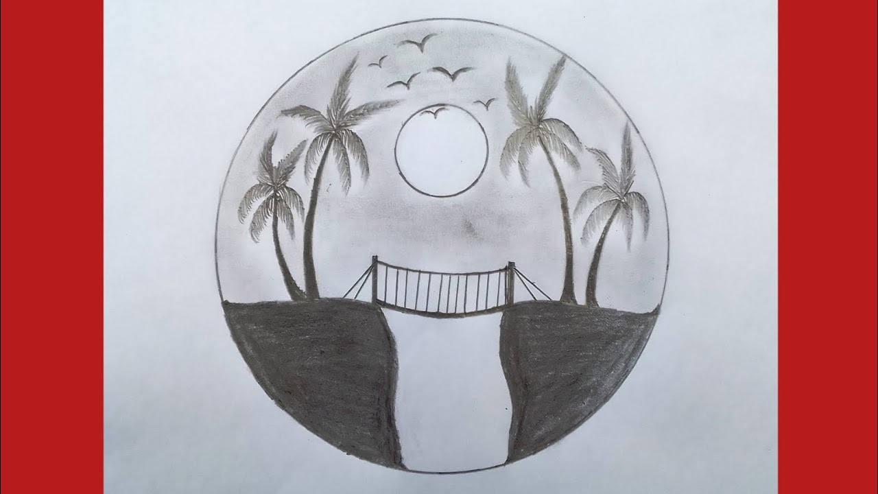 Circular scenery drawing || circular drawing for beginner's || easy ...