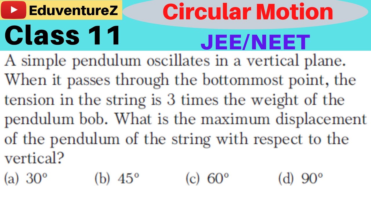 A simple pendulum oscillates in a vertical plane. When it passes ...