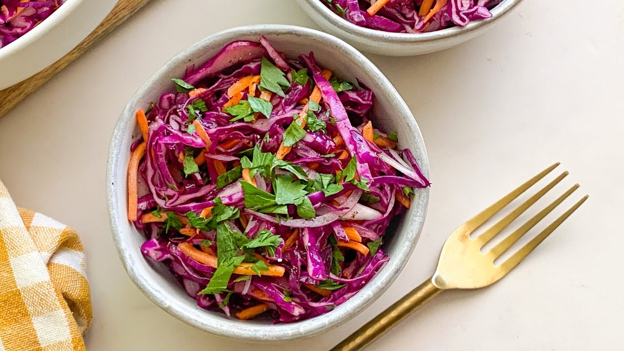 Crunchy Purple Cabbage Salad Recipe - YouTube