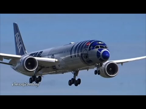 Flying ANA Star Wars R2-D2 Boeing 787-9 Dreamliner On Approach to Paine ...