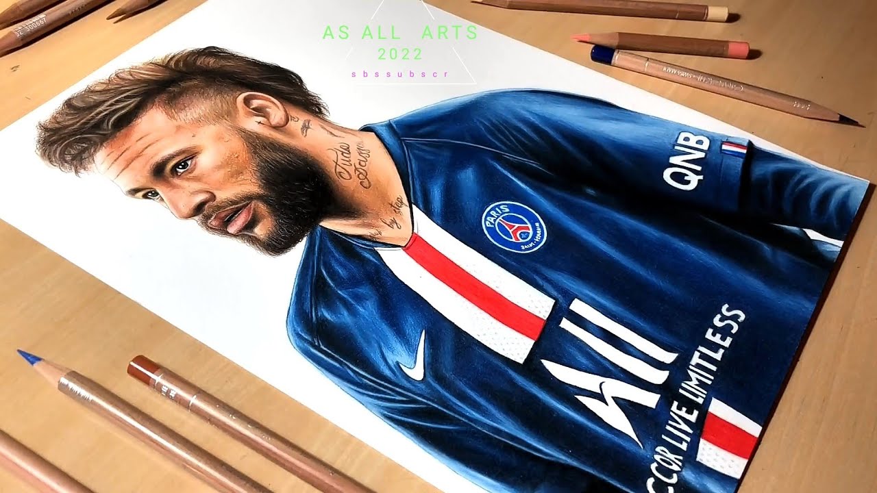 Drawing Neymar Jr (PSG) realistic || Happy new year2022 Special ...