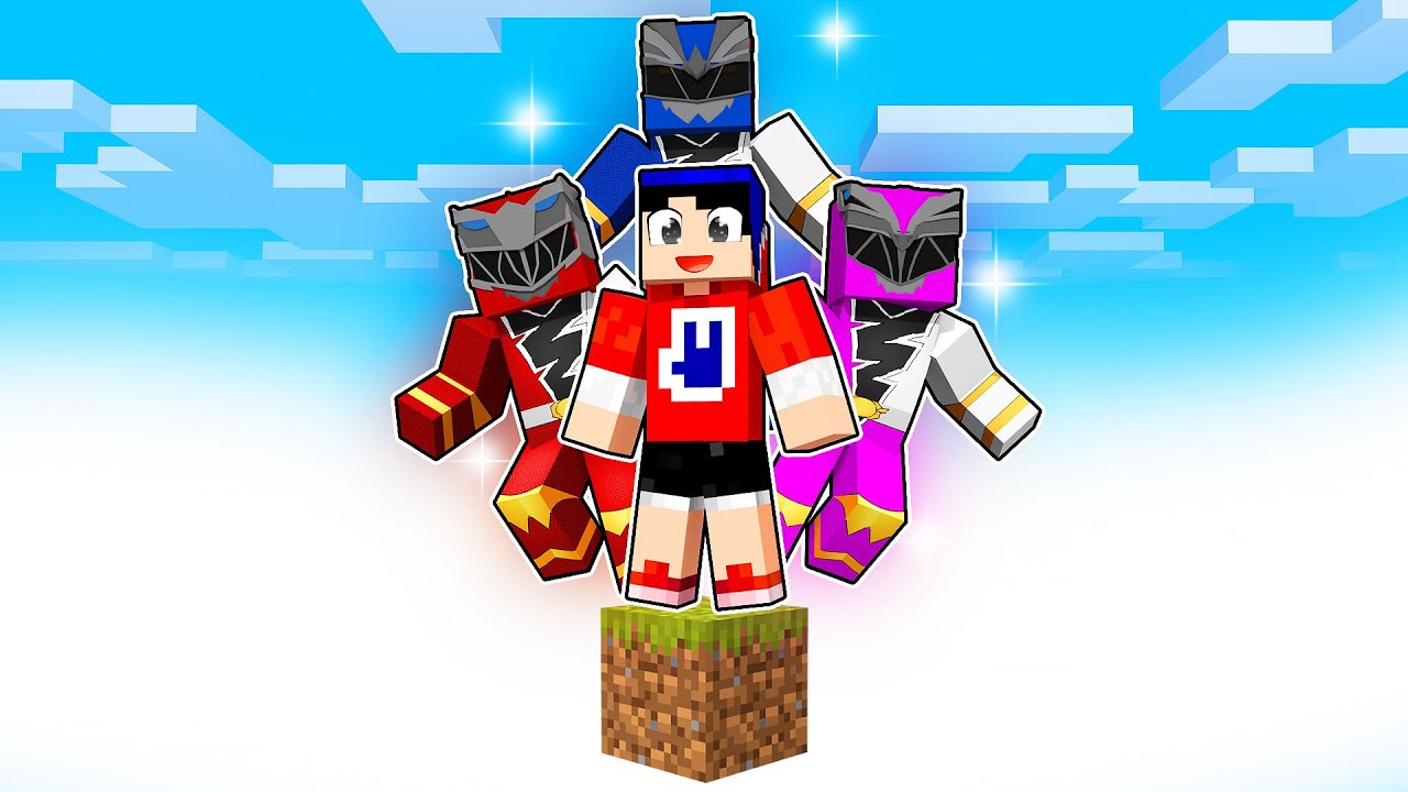 JOGANDO COM TODOS os POWER RANGERS em APENAS UM BLOCO no MINECRAFT ...
