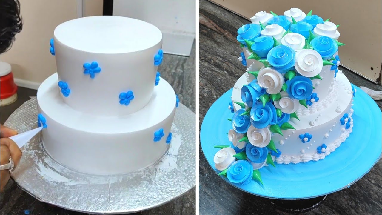 So Beautiful Two Tier Cake | Beautiful and Delicious Two Step Amazing ...