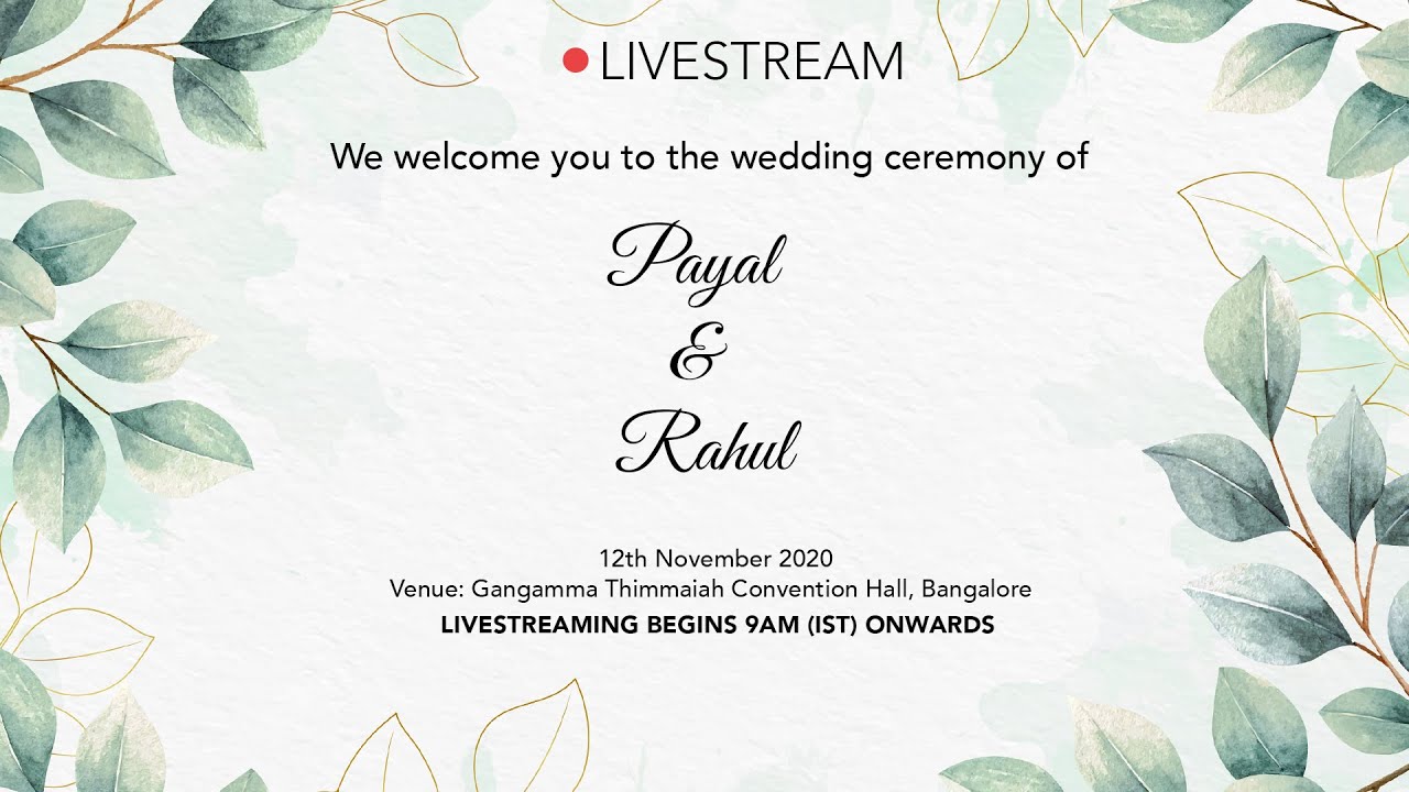 The Wedding Ceremony of Payal & Rahul - LIVE - YouTube