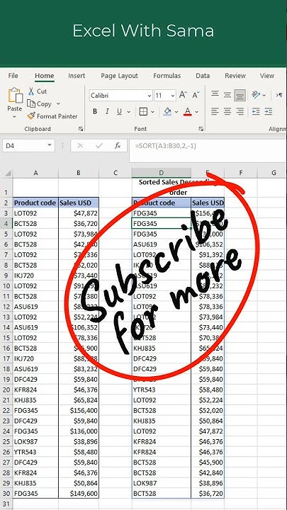 Using sort function in Excel #shorts - YouTube