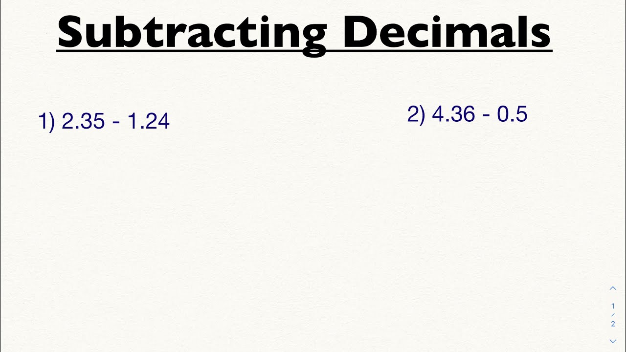 Subtracting Decimals (4th Grade) - YouTube