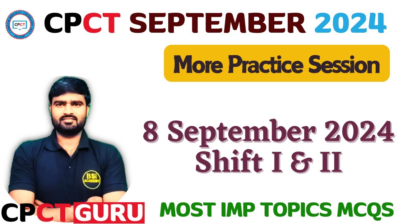 Most Imp Topic's MCQs for CPCT 8 Sep 2024 All Shifts | CPCT Most Imp ...