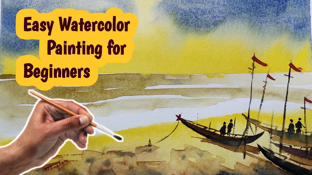 Fishing Boats Watercolor Painting for Beginners tutorial - YouTube
