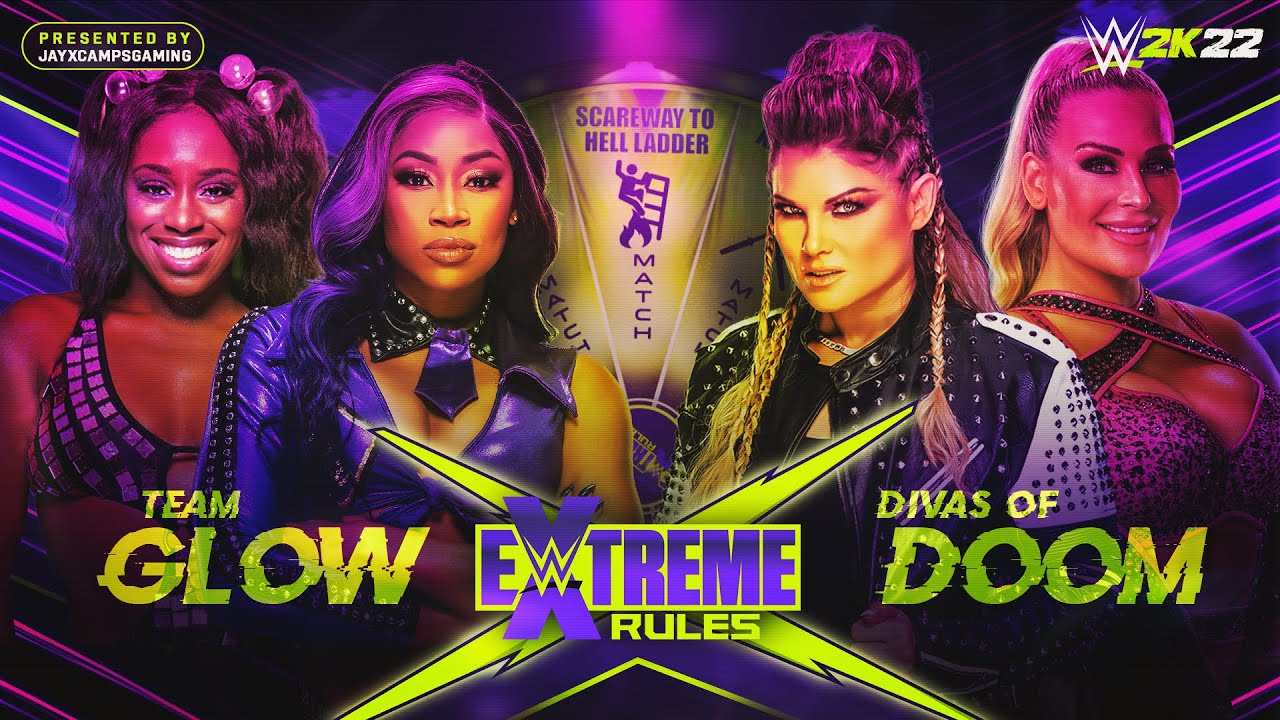 WWE 2K22 - Extreme Rules - Team Glow vs Divas of Doom - Scareway to ...