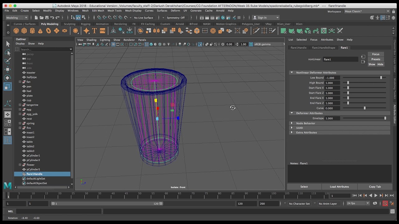 Maya Deformers - Flare - Filling a Tapered Glass - Cartoonish Effect ...