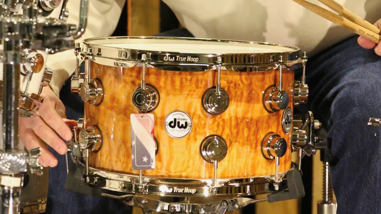 DW Exotic Quilted Heartwood Maple 8x14 - YouTube