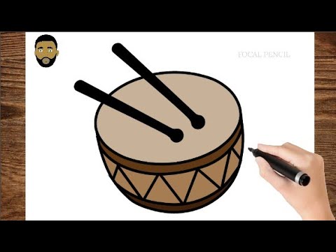 How To Draw A Drum - YouTube