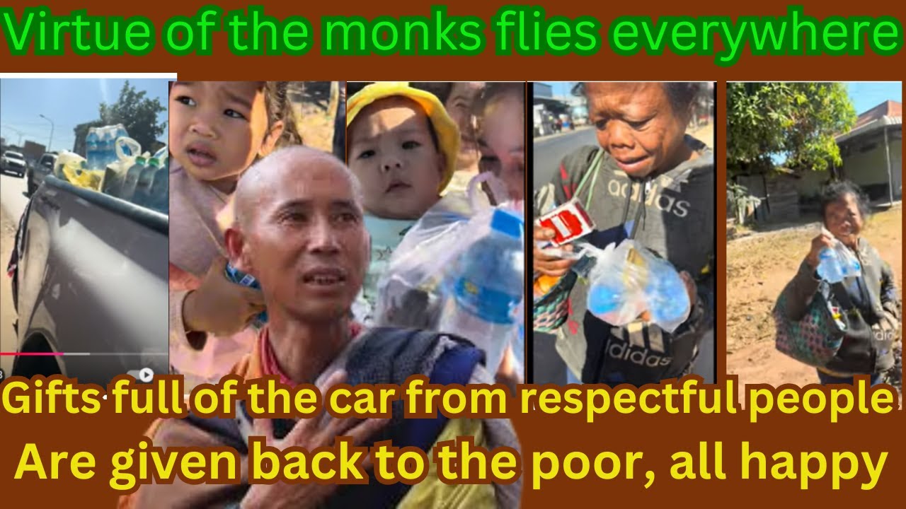 Gifts full of the car are given back to poor people; everybody shows ...