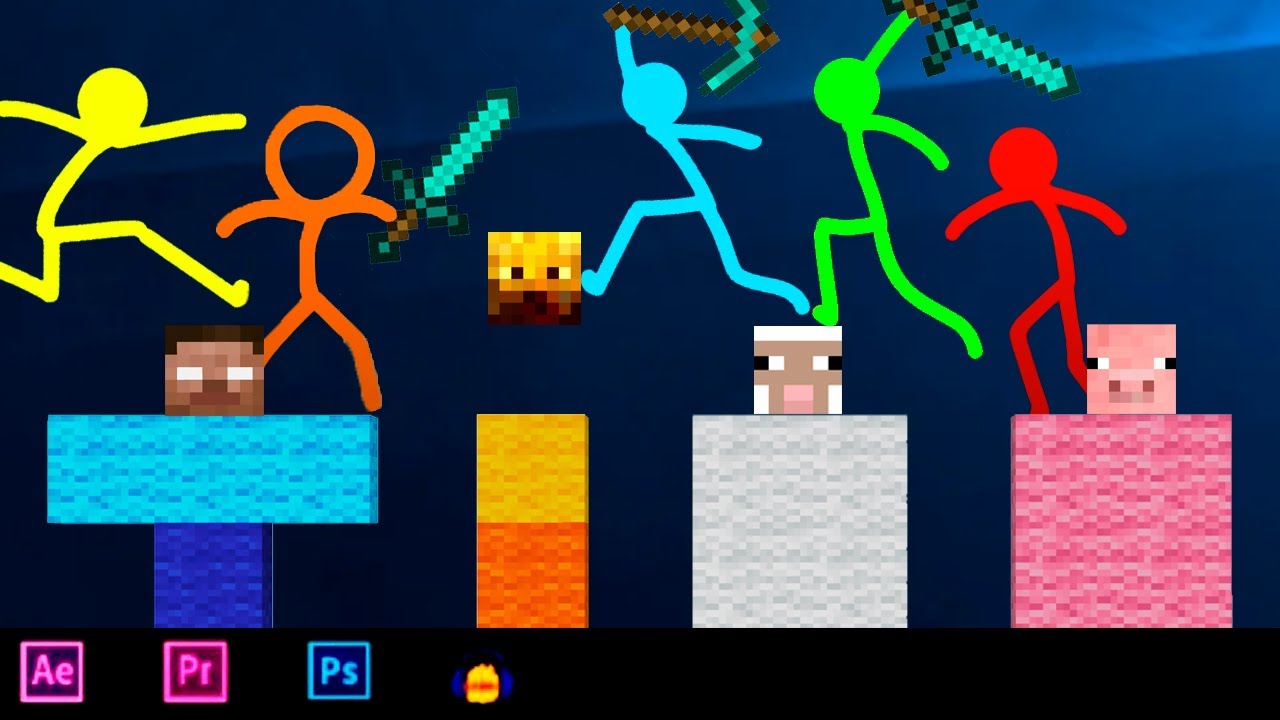 Stickman vs Minecraft Animation WAYS TO SPAWN Mob Golems / Stick Man ...