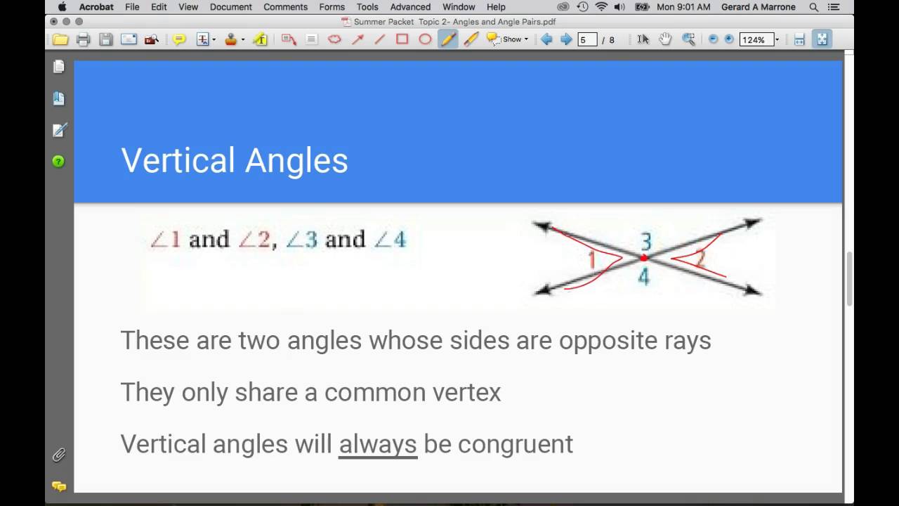 Summer Packet Topic 2: Angles and Angle Pairs - YouTube