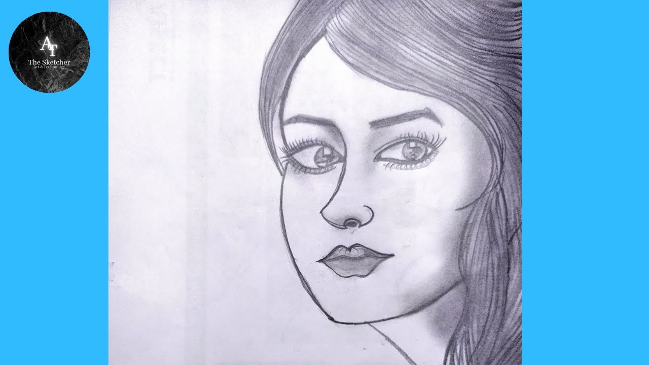 how to draw a girl | How to draw a Girl Sketch | Hands free | Beginners ...