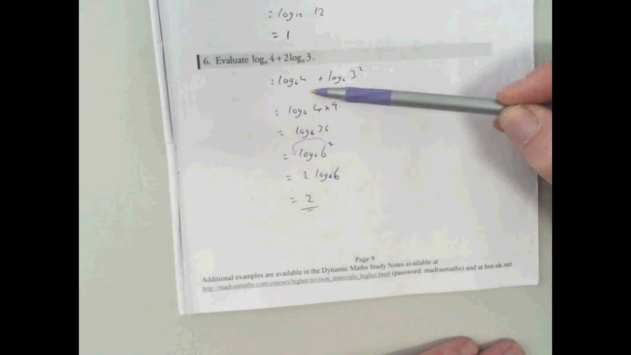 Higher Maths Logarithms and Exponentials Lesson 4 Laws of logarithms ...