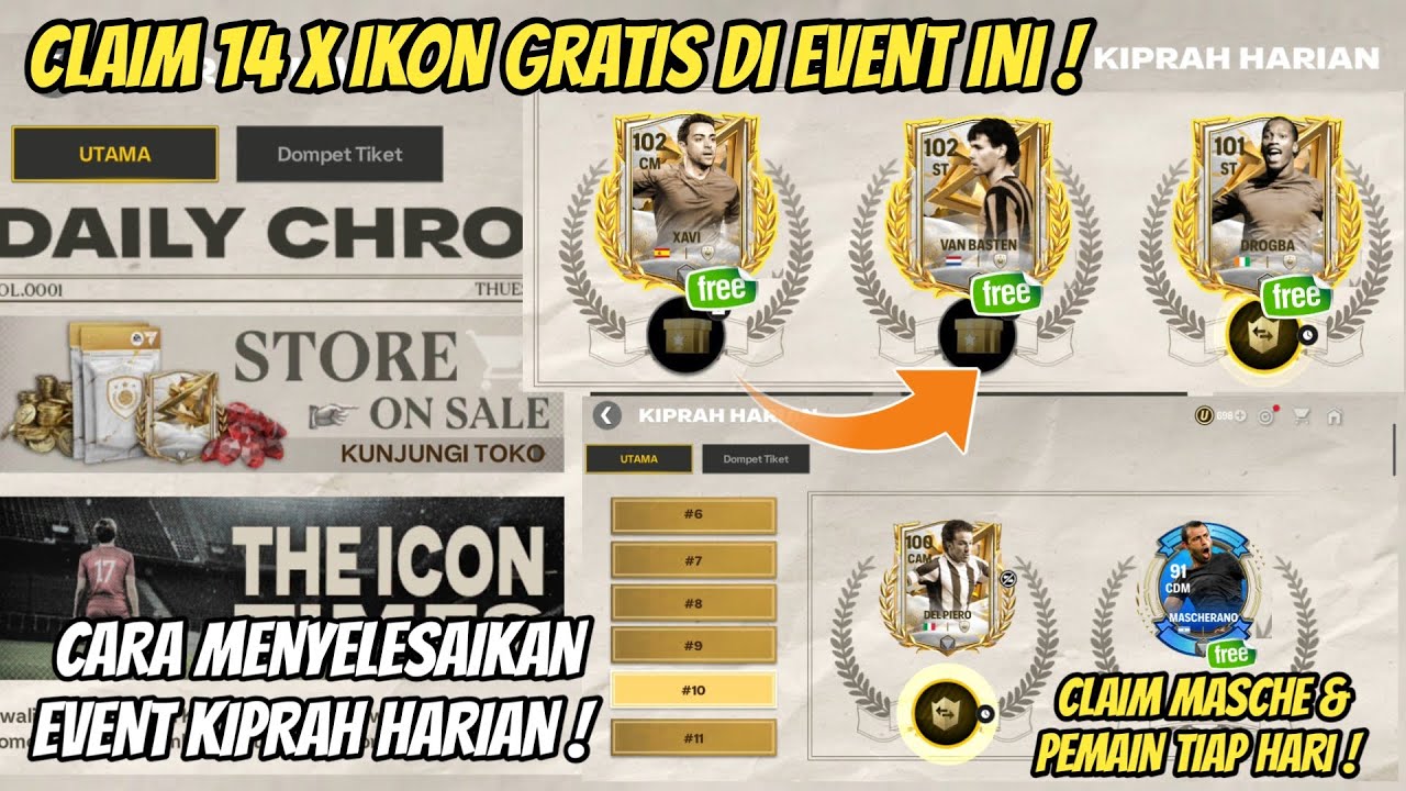 CARA CLAIM 14 PEMAIN IKON GRATIS ! CARA MENYELESAIKAN EVENT KIPRAH ...