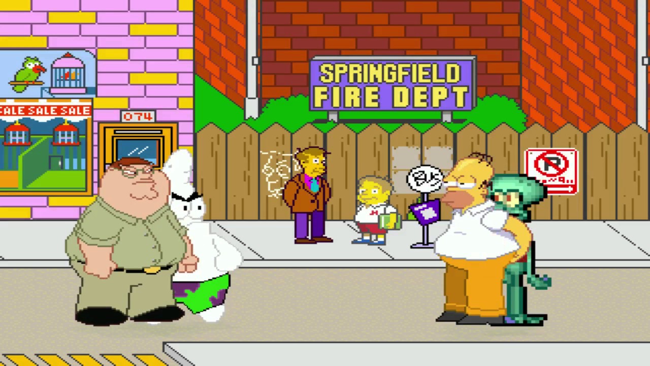 Mugen battle Patrick and Peter vs Homer and Squidward - YouTube