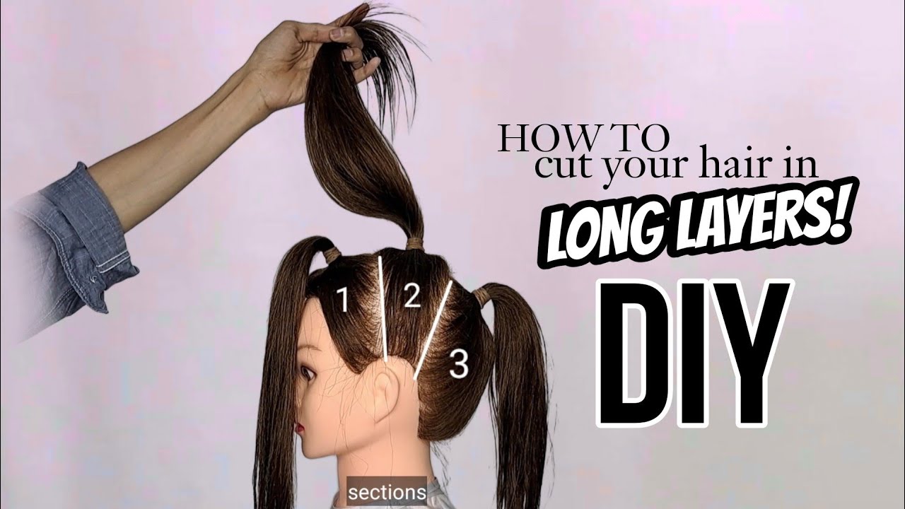 LONG LAYERED HAIRCUT|DIY|potong rambut layer - YouTube