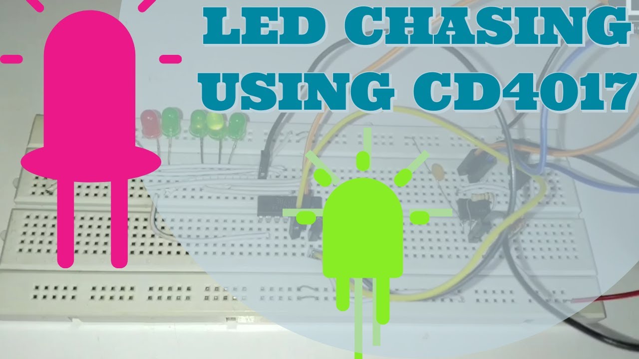 LED Chaser circuit using 555 timer cd 4017 IC on Breadboard - Basic ...