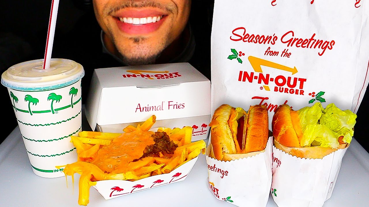ASMR IN N OUT BURGER ANIMAL STYLE FRIES GRILLED CHEESE VANILLA SHAKE ...