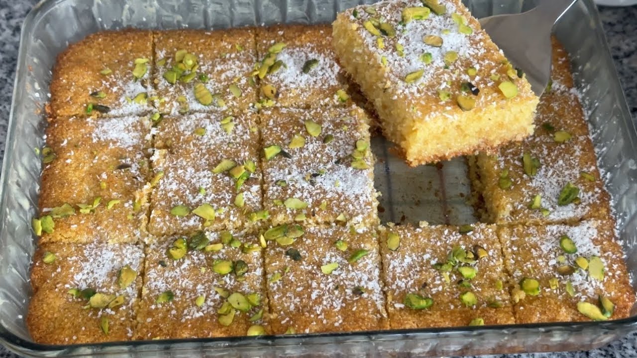 Basbousa | Easy Middle Eastern Semolina Cake Recipe | How to Make ...