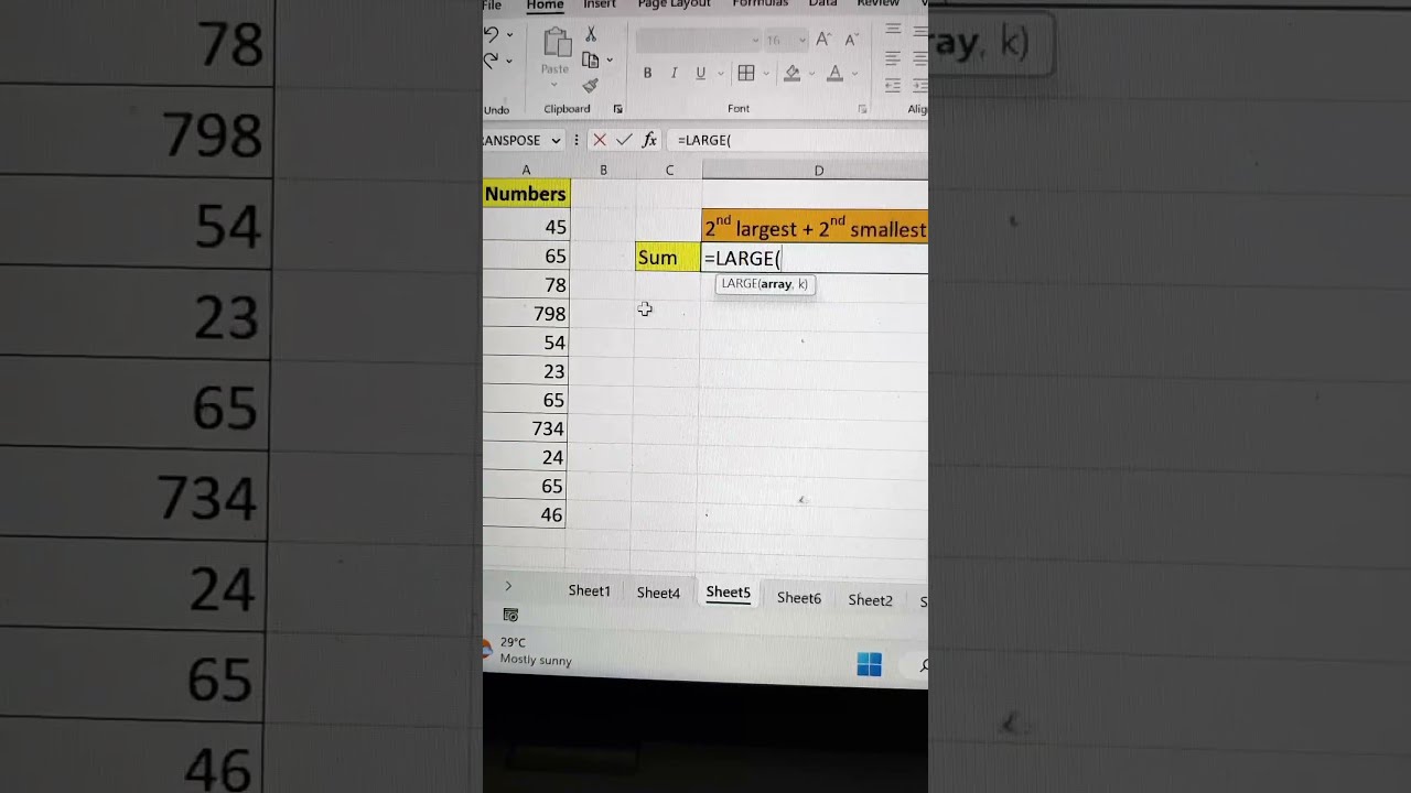 Excel Trick Find Sum Of 2nd Largest 2nd Smallest Number In Excel Excel Data Entry Work Excel Trick Find Sum Of 2nd Largest 2nd Smallest Number In Excel Excel Data Entry Work