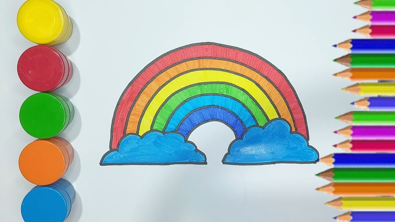 Easy Drawing Beautiful Rainbow| Cara Mudah Menggambar, Melukis, dan ...