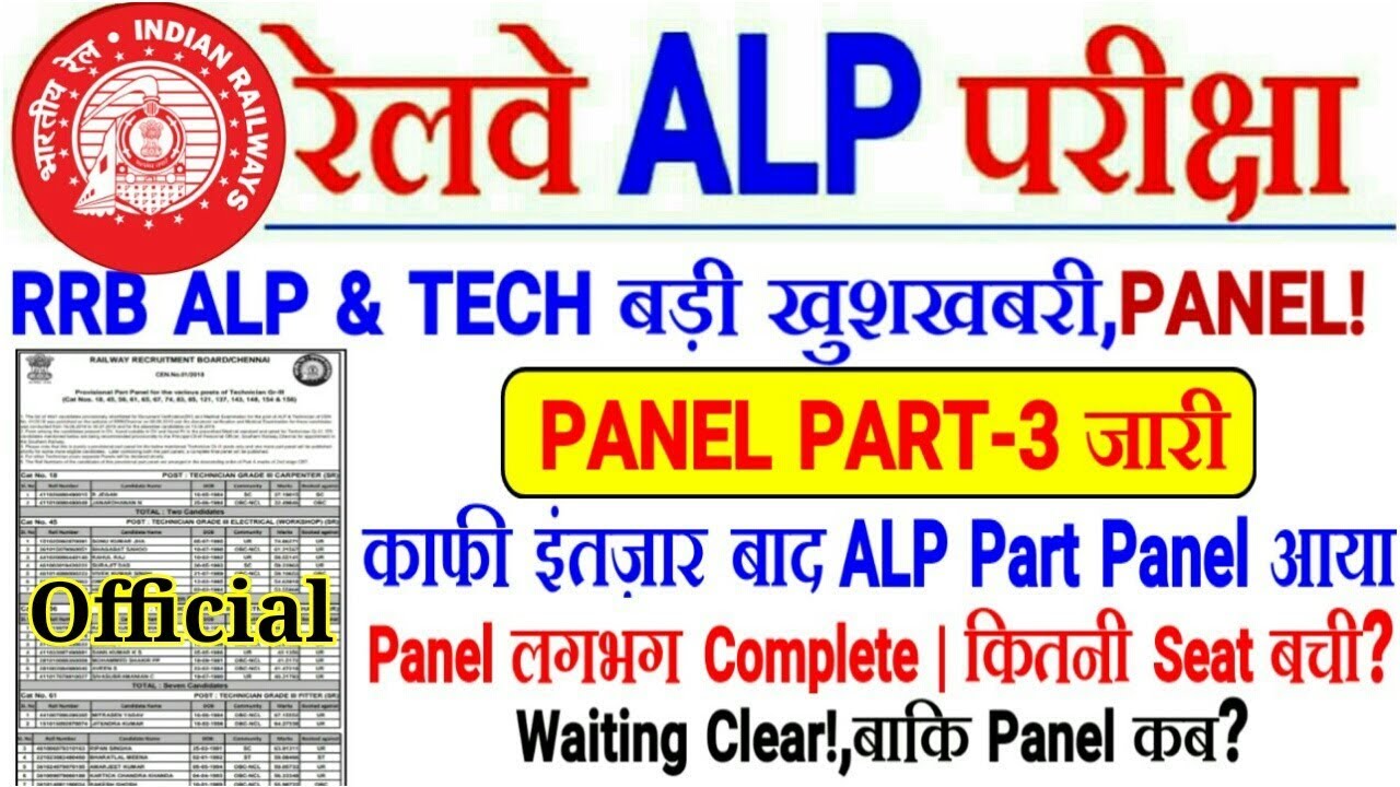 RRB ALP & TECH PANEL PART-3 जारी। ALP PANEL आया। Waiting Clear बाकि का ...