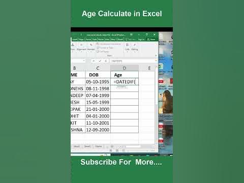 Calculate Age in Excel | How to Calculate Age in excel | Datedif Function in Excel | #Shorts # ...