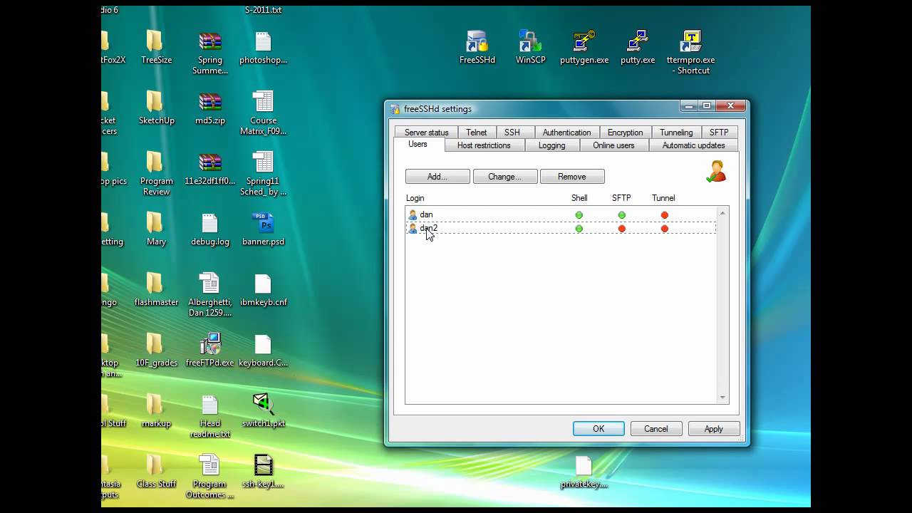 How to SSH in Windows with freeSSHd, and PuTTY - 4/5 - YouTube